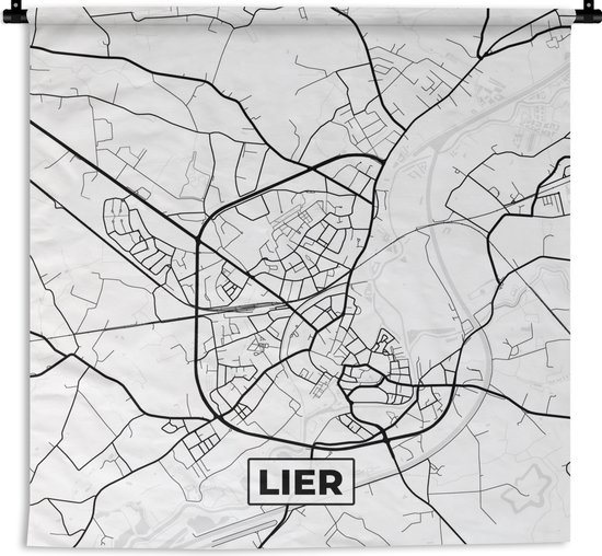 Wandkleed - Wanddoek - Zwart Wit – België – Plattegrond – Stadskaart ...