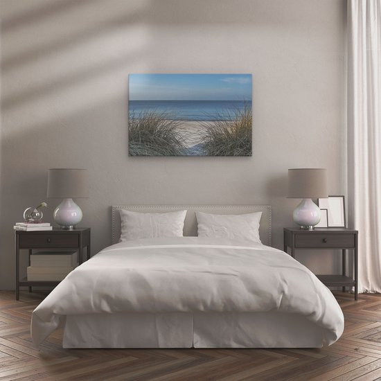 Artaza Canvas Schilderij Strand en Zee vanuit de Duinen - 120x80 - Groot - Foto Op... | bol