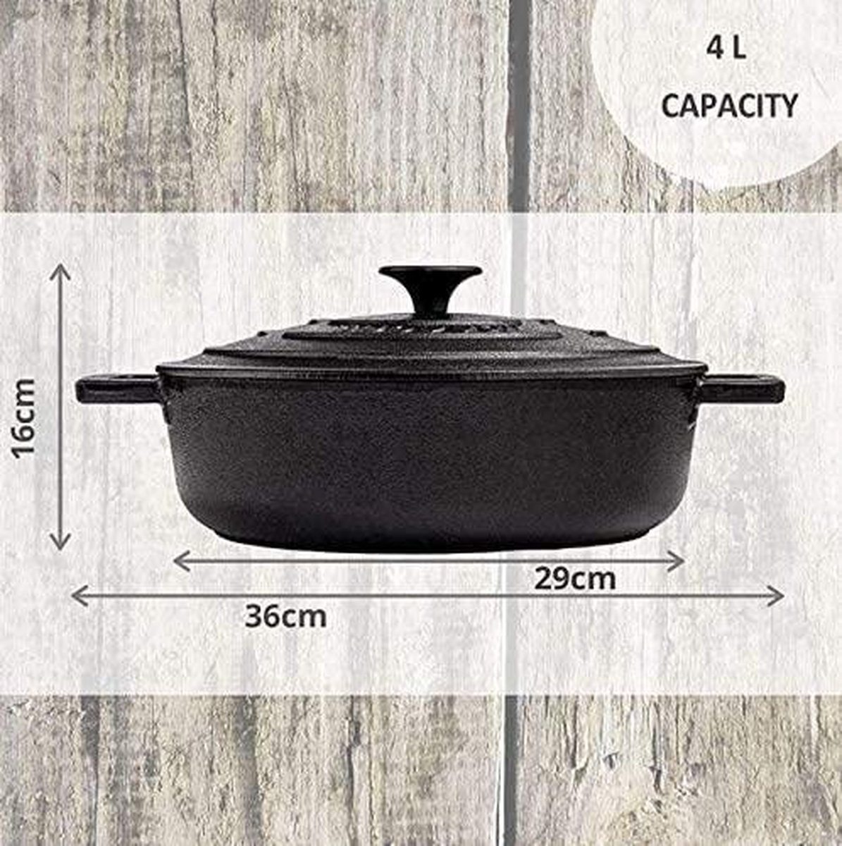 Dutch Oven Nuovva 6.4 Quart Enameled Cast Iron - Oven Safe To 500°F ...