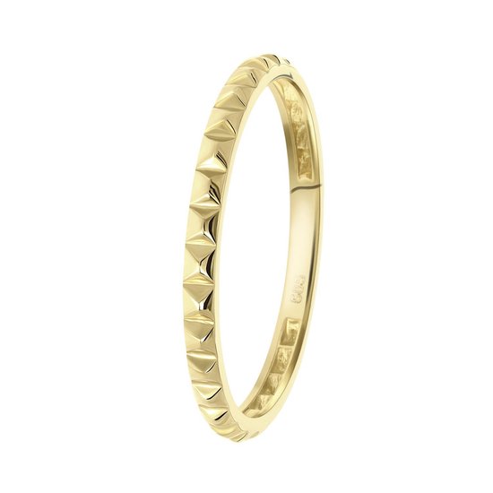 Lucardi Dames Ring bewerkt - Ring - Cadeau - 14 Karaat Goud - Geelgoud ...