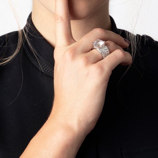 Lucardi - Zilveren ring breed met zirkonia | bol.com