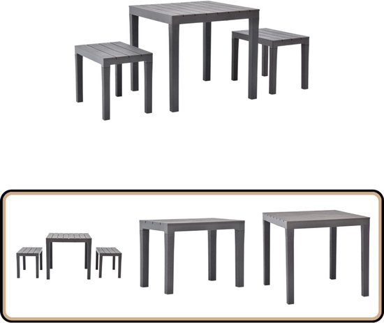 vidaXL Tuintafel met Banken - Kunststof - Bruin Tuinstoel - Tuinset ...