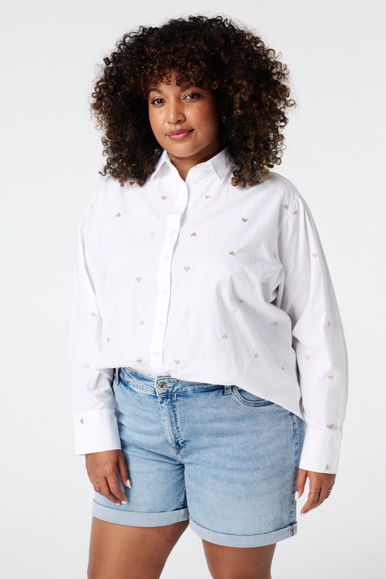 MS Mode Blouse Overhemdblouse met geborduurde hartjes | bol