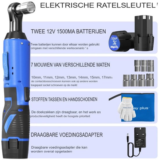 Elektrische Ratel Tavien - Draadloos 3/8'' - 90° Hoeksleutel - LED ...