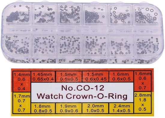 12 maten O-ringen assortiment afdichtringen set - horloges - afdichting ...