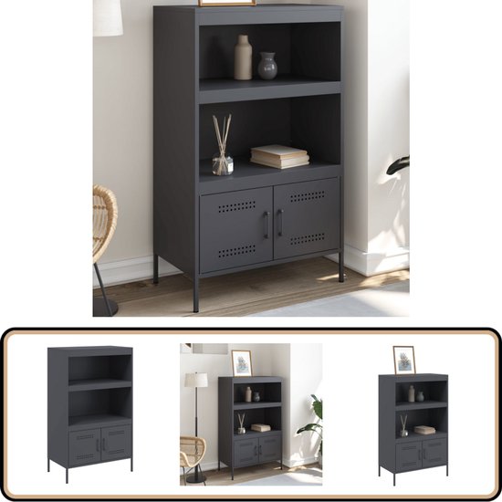 vidaXL Hoge kast - Staal - Antraciet - 68x39x113 cm Industriele Kast ...