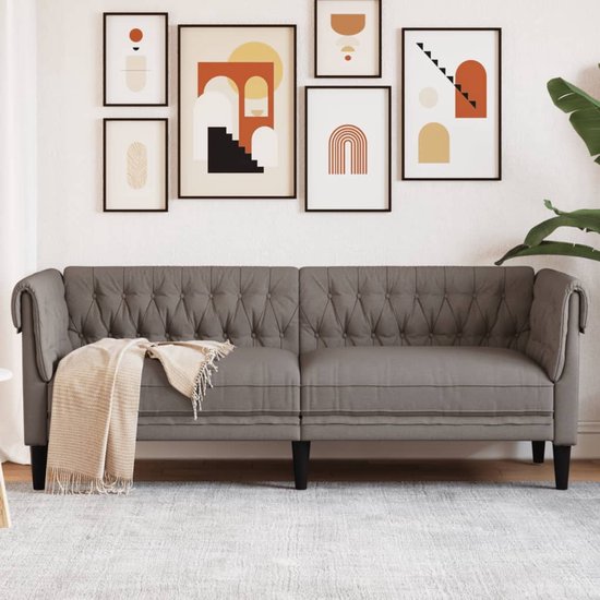vidaXL Driezitsbank - Chesterfield-stijl - Taupe Chesterfieldstijl Bank ...