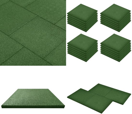 vidaXL Valtegels 24 st 50x50x3 cm rubber groen - Valmat - Valmatten ...