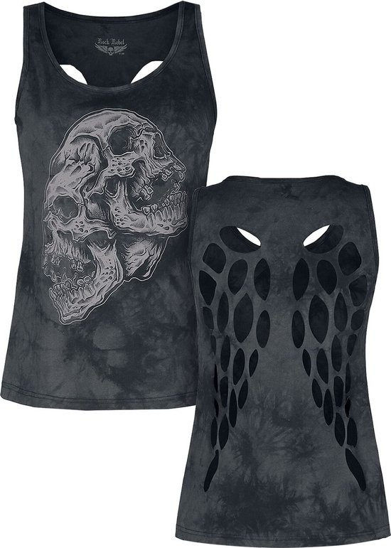 Rock Rebel by EMP Zwarte top met frontprint en uitsparingen op de rug ...