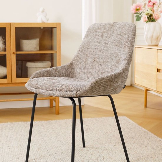 Nolon Nora-Isa Eetkamerstoel Bruin - Stof - Zwart Onderstel - Design ...