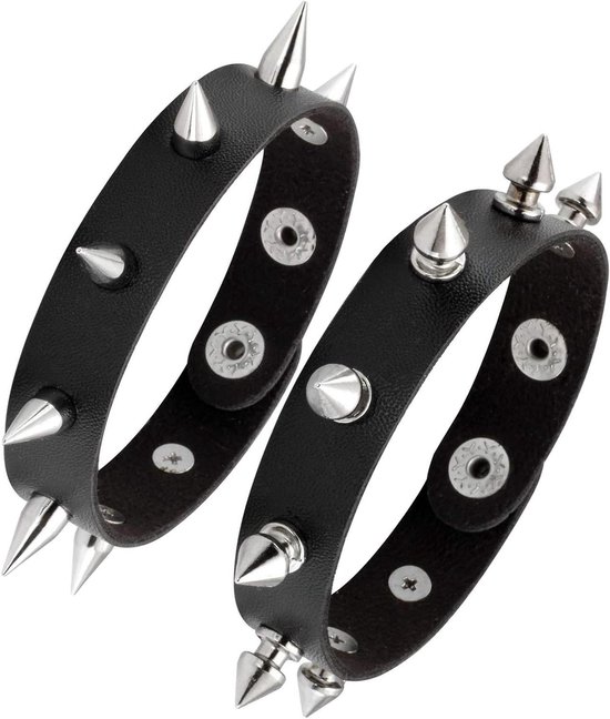 Leren armband met spikes - Verstelbare punk rock armband 20 centimeters ...