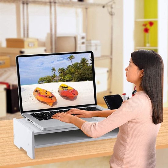 Monitorverhoging voor laptop - bureau computer pc plank - ergonomisch ...