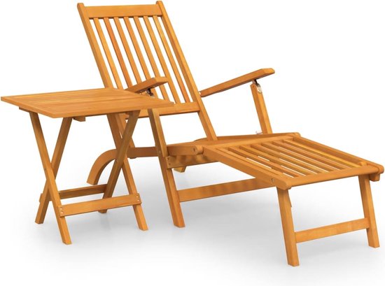 vidaXL Terrasstoel met tafel - Acaciahout - Verstelbaar Tuinstoel ...