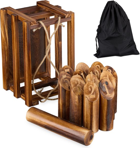 kubb spel - met nummers - houten kratje - werpspel - buitenspel | bol
