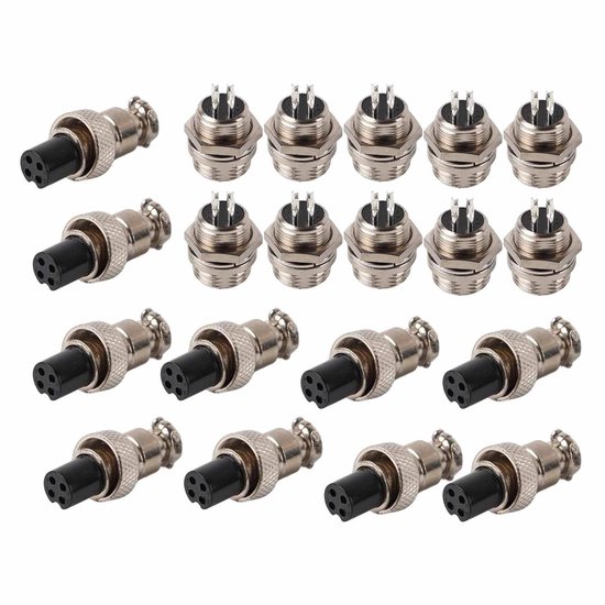Stopcontactset 10 stuks GX12 4-pins bus metaal luchtvaartstekker ...