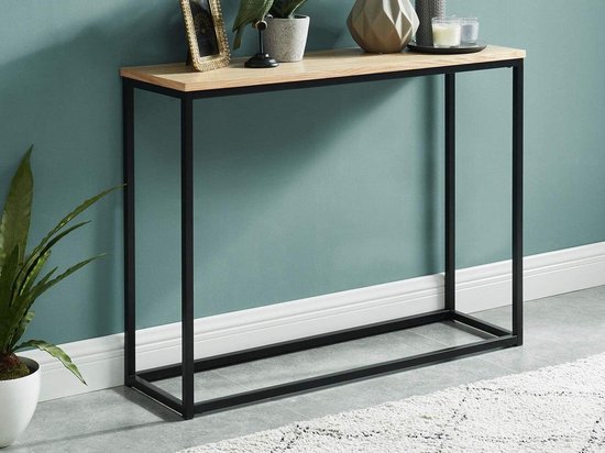 Industriële console tafel - zwart eikeneffect - 100 x 30 x 75 cm | bol