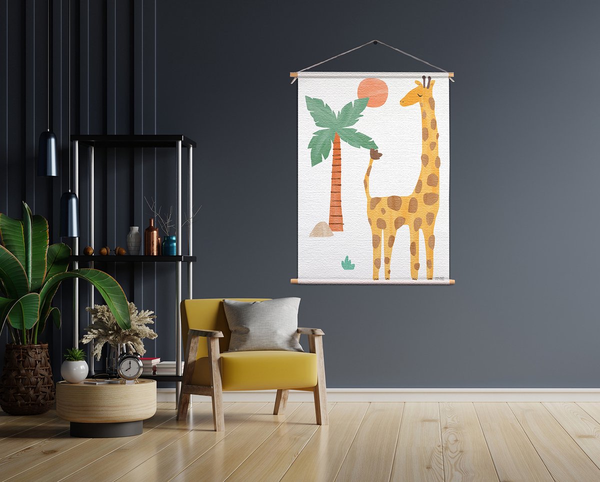 Textielposter Giraffe in het bos XXL (165 X 120 CM) - Wandkleed - Wanddoek -... | bol.com