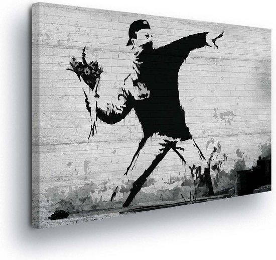Banksy Rage Flower Thrower Impression sur toile 100 cm x 75 cm | bol.com