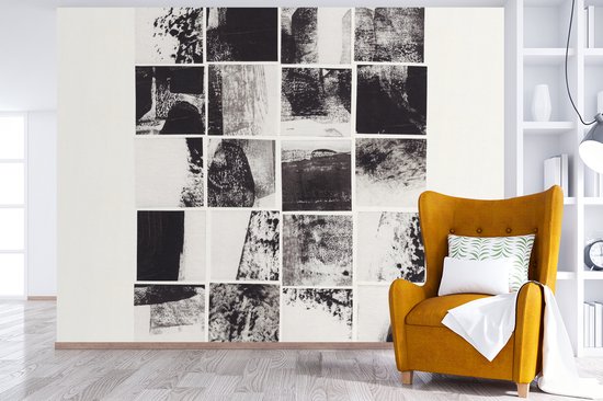 Mozaïek - Abstract - Zwart - Wit - Behangpapier | bol.com