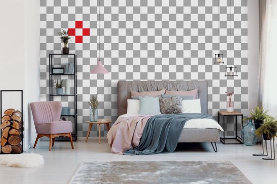 Fotobehang - Vlies Behang - Geometrische grijs-wit vierkanten - 368 x ...