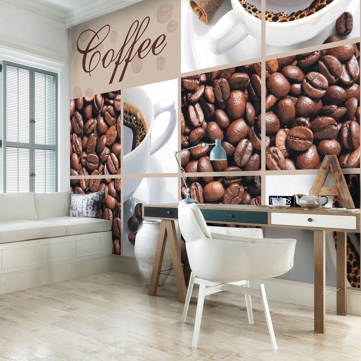 Fotobehang - Vlies Behang - Koffie en Koffiebonen collage - Horeca ...