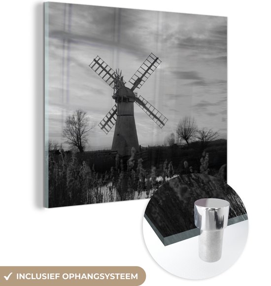 MuchoWow® Glasschilderij 20x20 cm - Schilderij acrylglas - Silhouet van ...