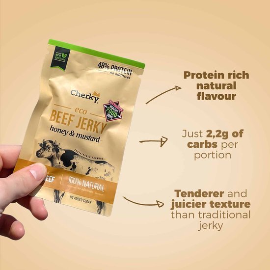 Cherky BIO Beef Jerky Honey Mustard 30g x10 Cherky | bol