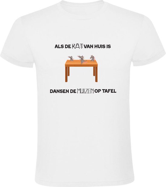 KatMuis T-shirt Heren | tafel | dansen | feest | muizen | kat | huis ...