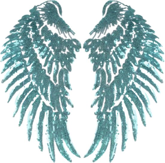 Vleugel Engel Paillette Vleugels XXL Strijk Embleem Patch Set Blauw 17. ...