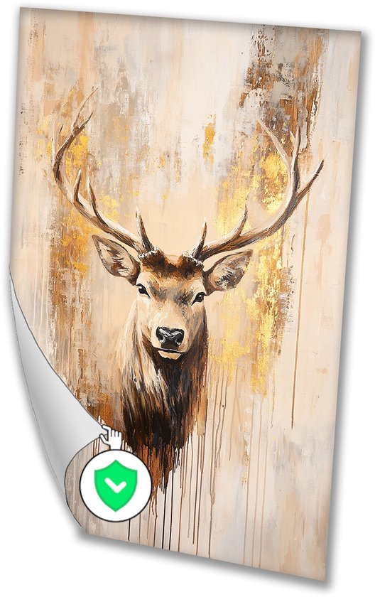 Majestueus hert met gouden accenten - Hert poster - Posters dieren ...
