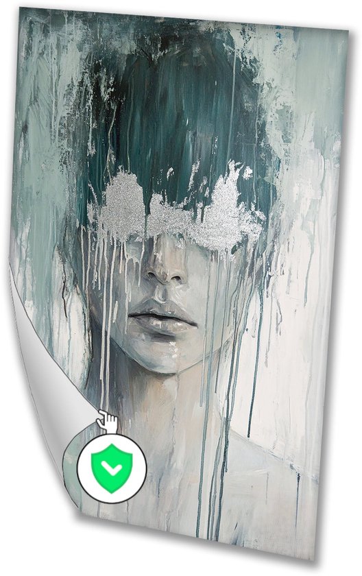 Abstract portret met verfdrup - Verhuld wanddecoratie - Posters gezicht ...