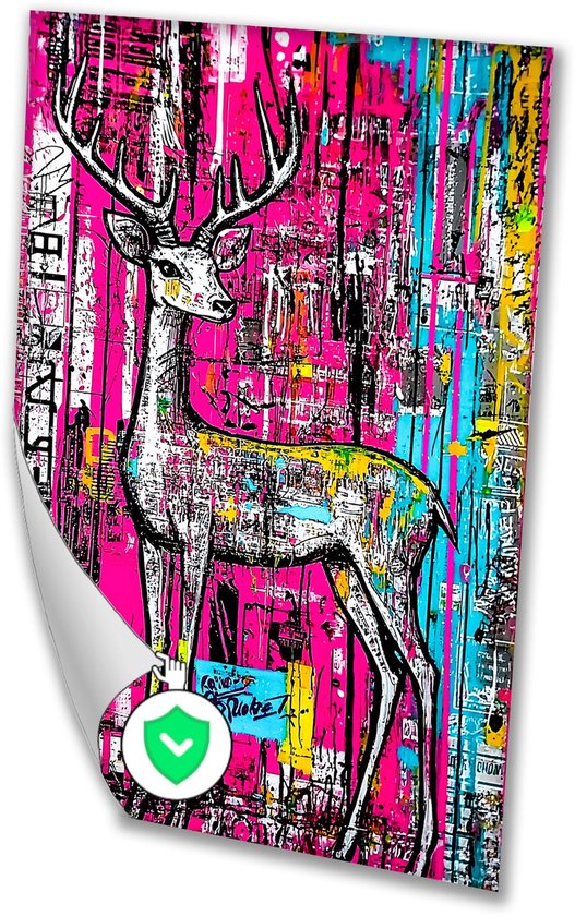 Kleurrijk hert in abstracte stijl - Hert poster - Wanddecoratie dieren ...