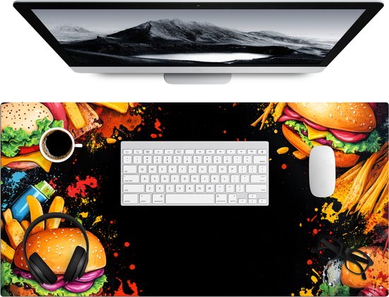 Bureau onderlegger 80x40 cm - Muismat Fastfood - Graffiti - Hamburger ...