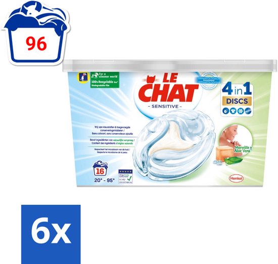 Le Chat Sensitive - Wasmiddelcapsules - Witte en Gekleurde Was ...
