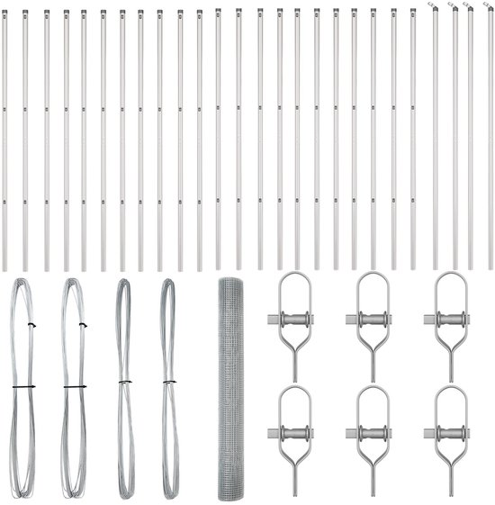vidaXL - Gelast - Draadhek - met - 13 - Palen - 1x50 - m ...