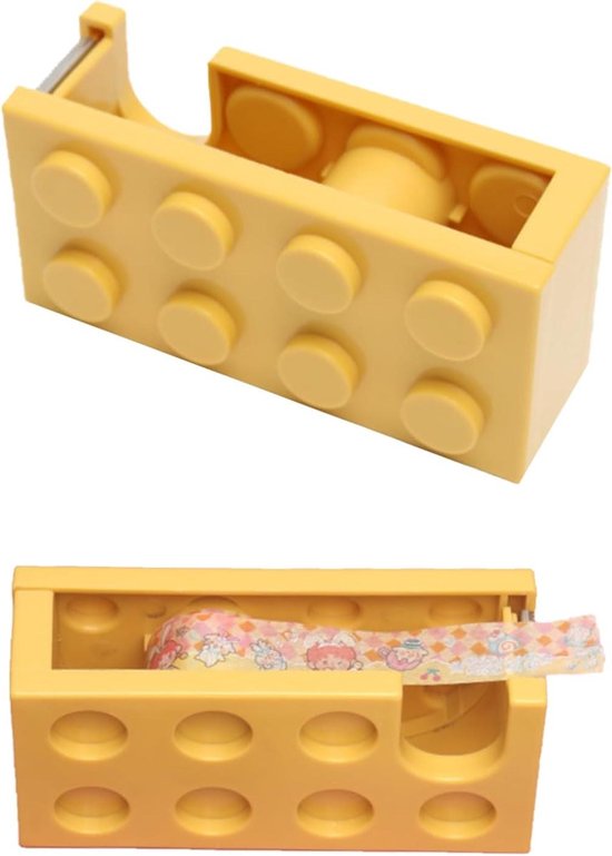 Adhesive Tape Dispenser - Block Shapes, Yellow, with Sharp Blade ...