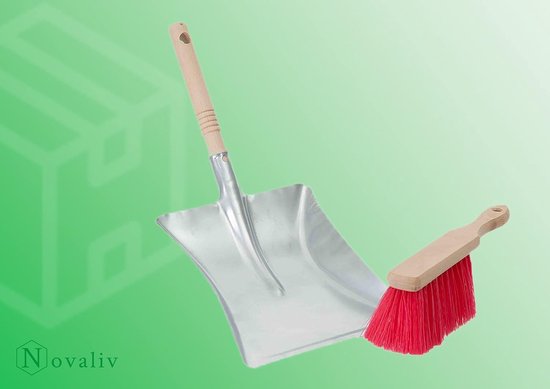 Veegset met handbezem lange steel I 45 cm I Elaston I stoffer en blik ...