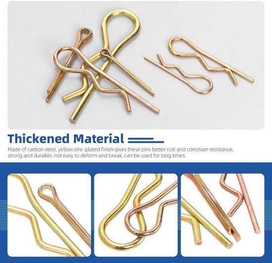 208pcs 11 Sizes Cotter Pin en Hairpin R Clips Assortiment Kit - 12 ...
