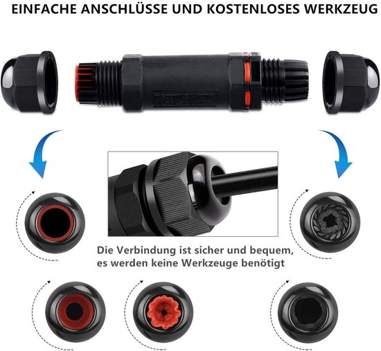 Kabelverbinders waterdicht IP68 3-polig voor Ø 1-13 mm kabeldiameter ...