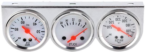 Triple Indicator Set for Car Universal 3-in-1 52 mm 12 V Water ...