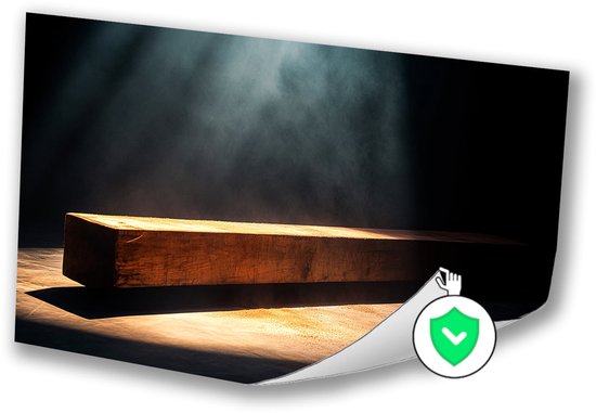 Houten balk in spotlight - Balk wanddecoratie - Posters object ...