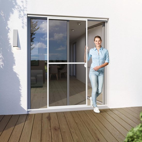 Yoursol hordeur wit 120 x 240 cm met aluminium frame, schuifdeur met ...