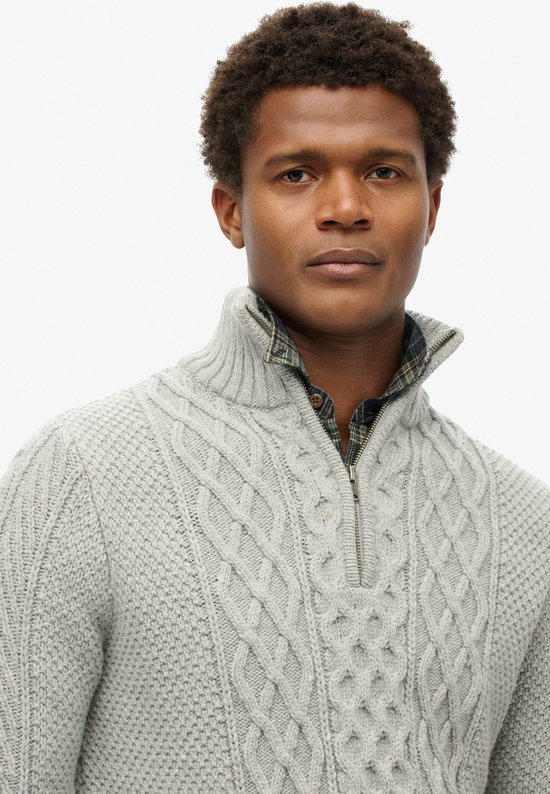 Superdry Jacob Cable Knit Half Zip Trui Heren - Maat L | bol