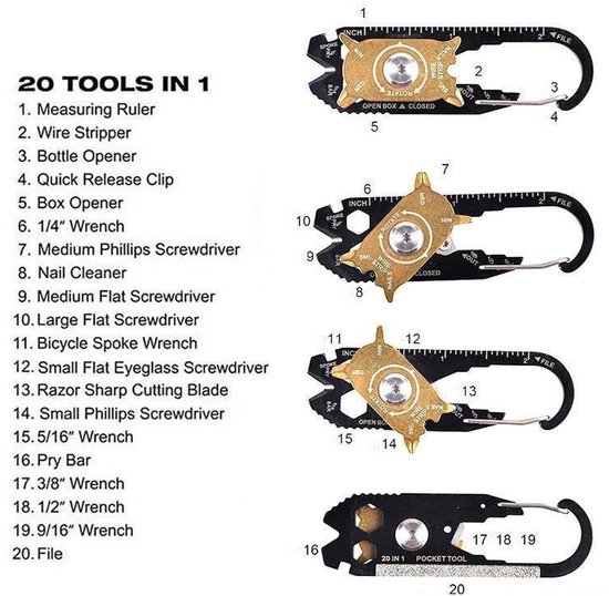 Scoby - Multitool Sleutelhanger - Survival Gadget - Outdoor Tool - EDC ...