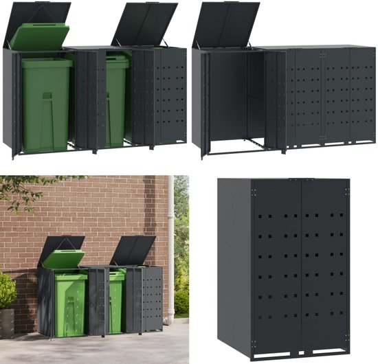vidaXL Containerberging 3 containers 207x79x117 cm staal antraciet ...