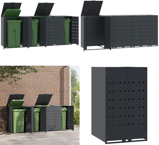 vidaXL Containerberging 4 containers 276x79x117 cm staal antraciet ...
