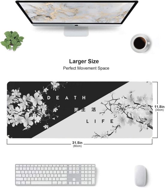 Grote Gaming Muismat - Antislip Desk Pad met Genaaide Randen (80 x 30 ...