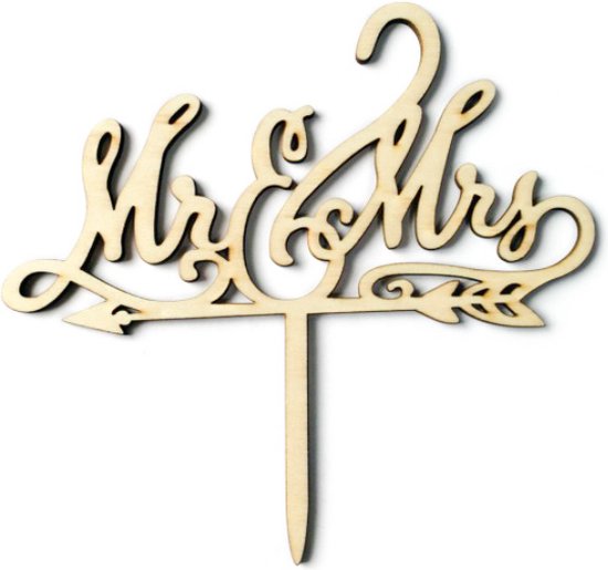 Taart Decoratie - Bruiloft - Taarttopper - Mr & Mrs - Hout - Pijl | bol.com