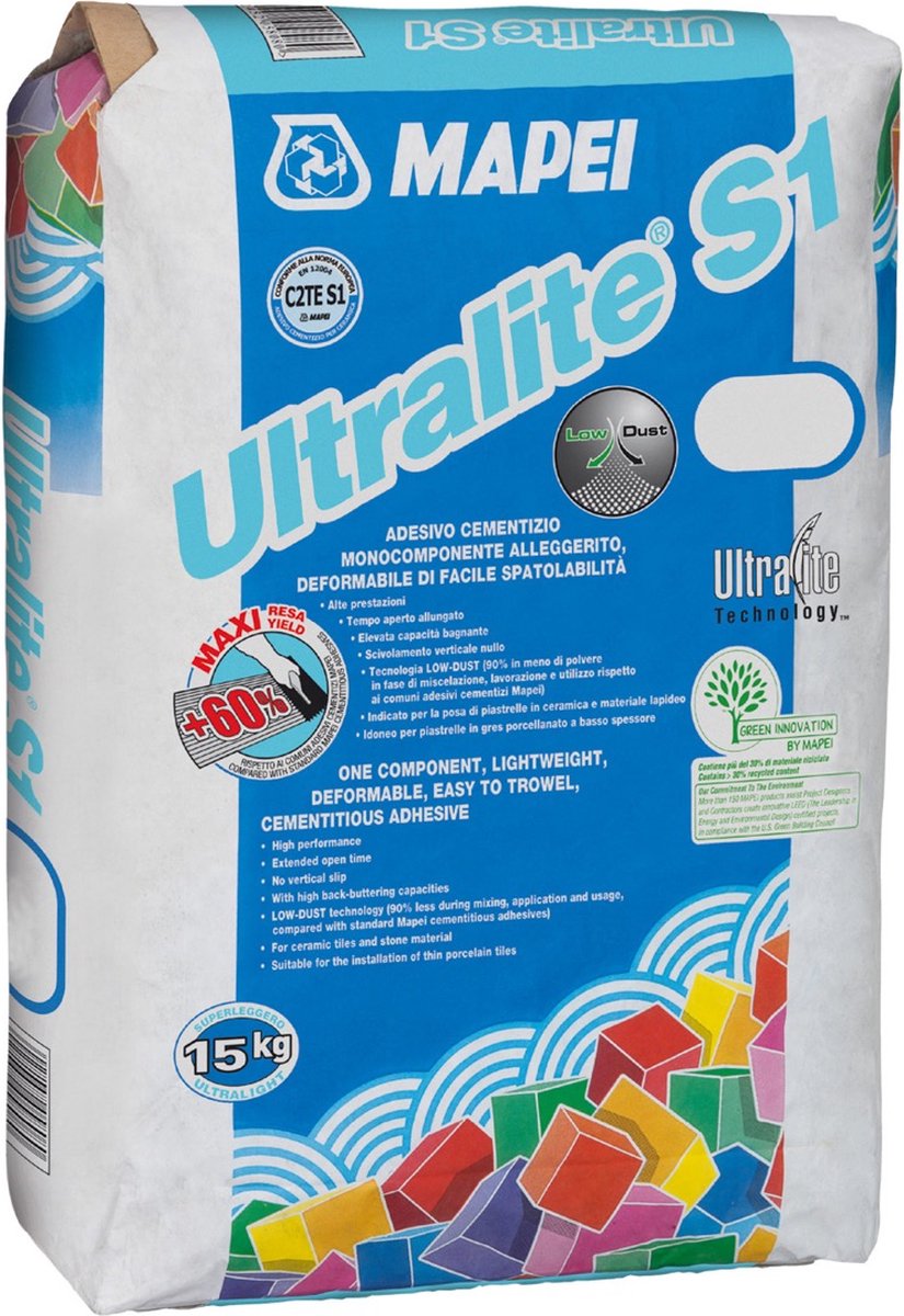Mapei Ultralite S1 15 kg lijmmortel grijs | bol
