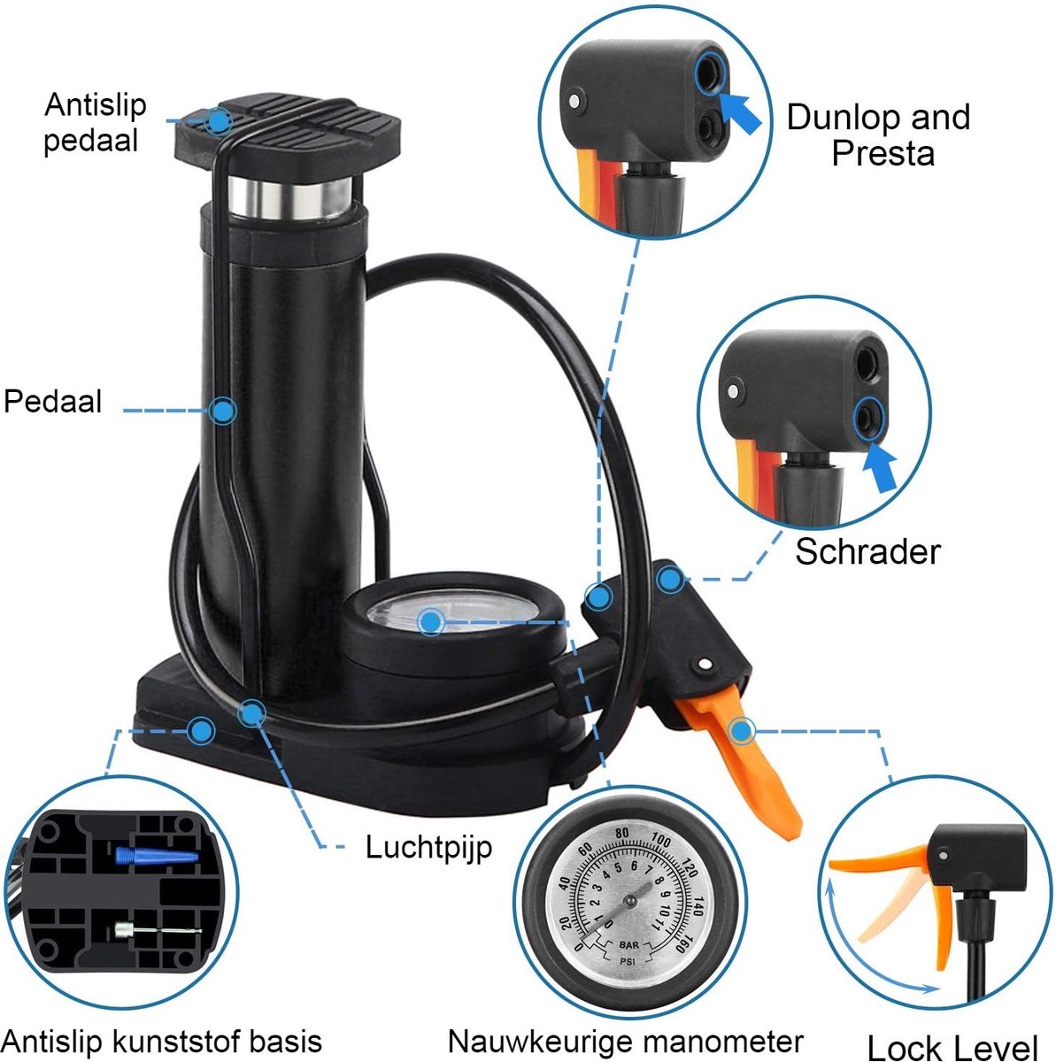 x-Tiger - Fietspomp Mini - Fietspompen - Fietspomp - Racefiets - Fiets - zonder meter... | bol.com